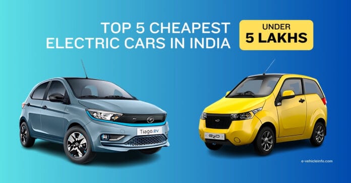 Top 5 Cheapest Electric Cars Under 5 Lakhs In India - E-Vehicle Info